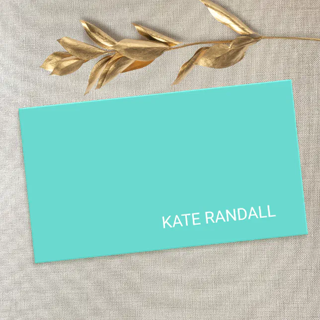 Simple Stylish Turquoise Blue Professional Business Card | Zazzle