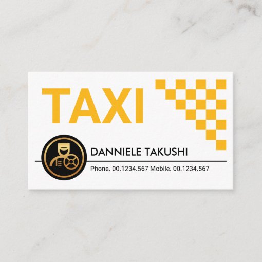 Simple Stylish Yellow Taxi Check Boxes Business Card | Zazzle