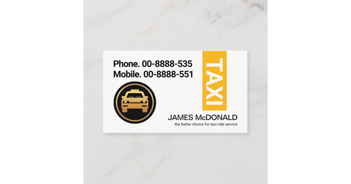 Simple Stylish Yellow Taxi Color Tab Business Card | Zazzle
