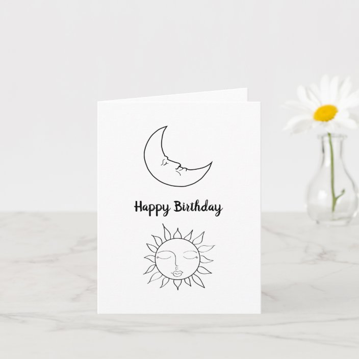 Simple Sun and Moon Happy Birthday Card | Zazzle.com