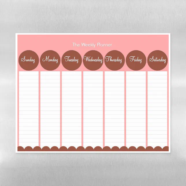 Simple Sunday to Saturday Weekly Planner Magnetic Dry Erase Sheet | Zazzle