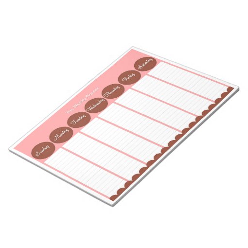 Simple Sunday to Saturday Weekly Planner Notepad | Zazzle