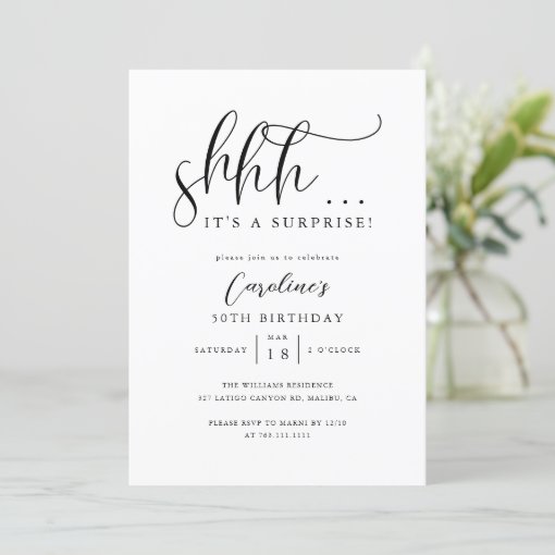 Simple Surprise Birthday Party Invitation | Zazzle