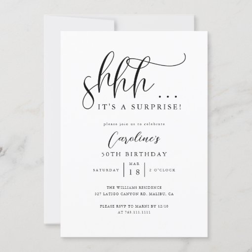 Simple Surprise Birthday Party Invitation | Zazzle
