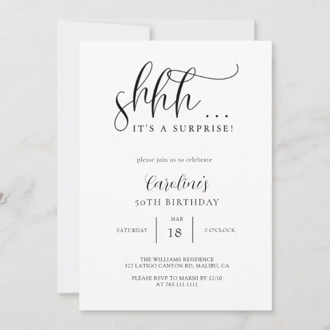 Simple Surprise Birthday Party Invitation | Zazzle
