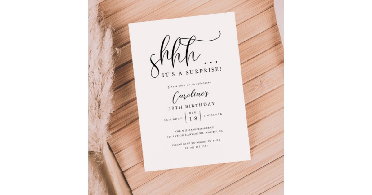 Simple Surprise Birthday Party Invitation | Zazzle