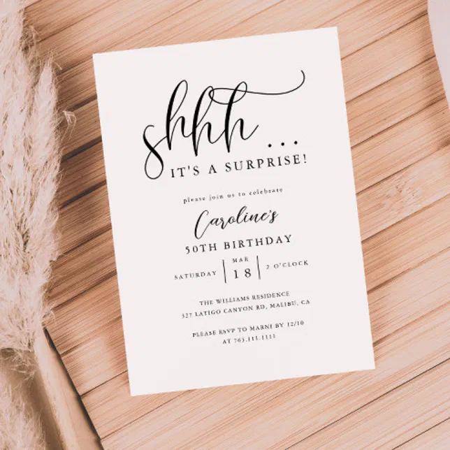 Simple Surprise Birthday Party Invitation | Zazzle