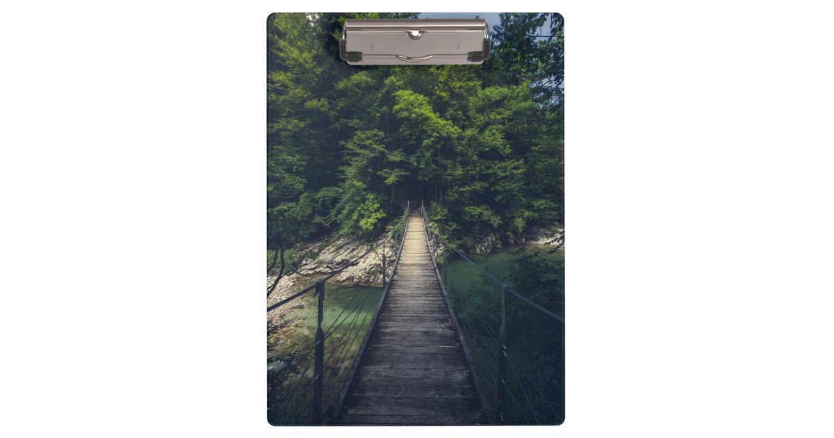 Simple suspension bridge over river Idrijca, Slove Clipboard | Zazzle