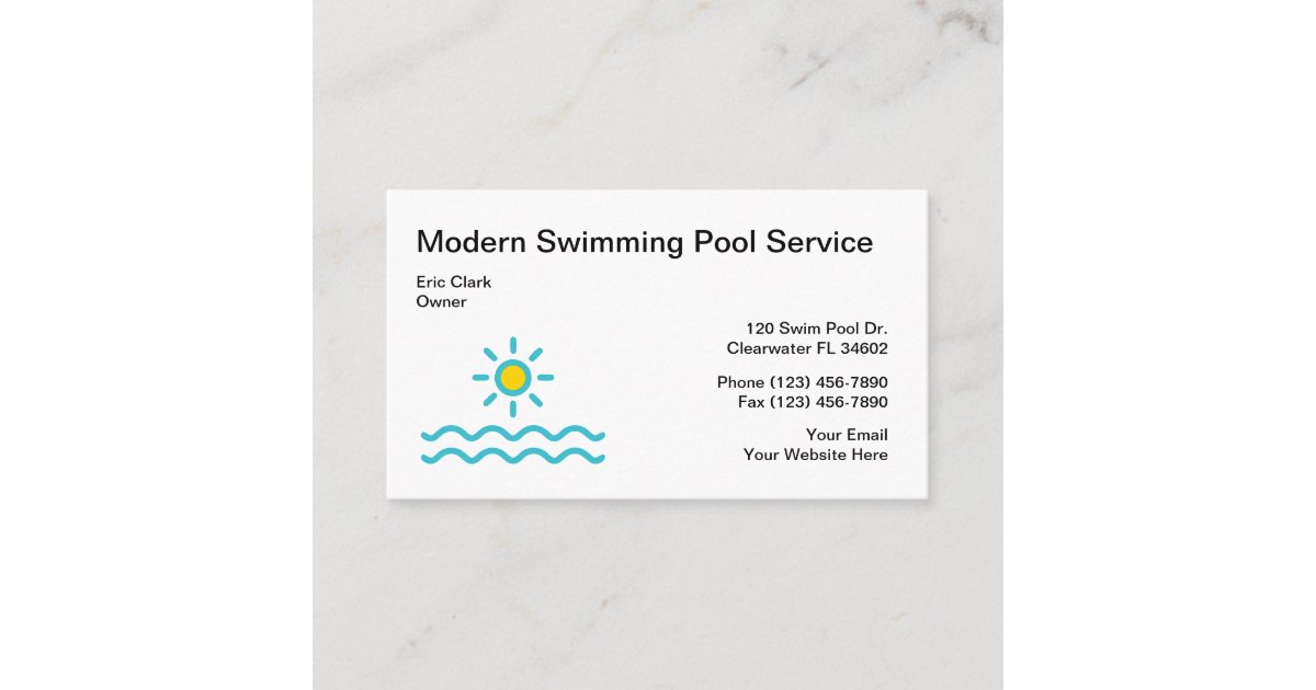 Simple Swimming Pool Service Business Card | Zazzle