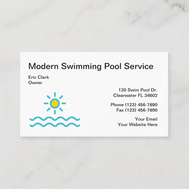 Simple Swimming Pool Service Business Card | Zazzle