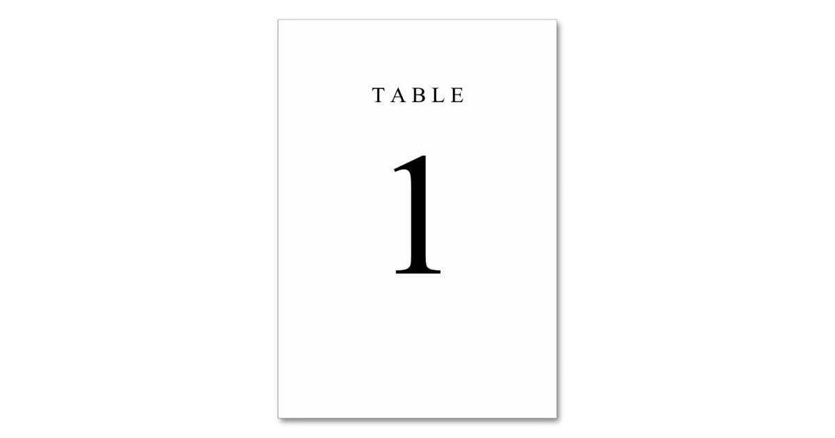 Simple Table Number - 1 | Zazzle