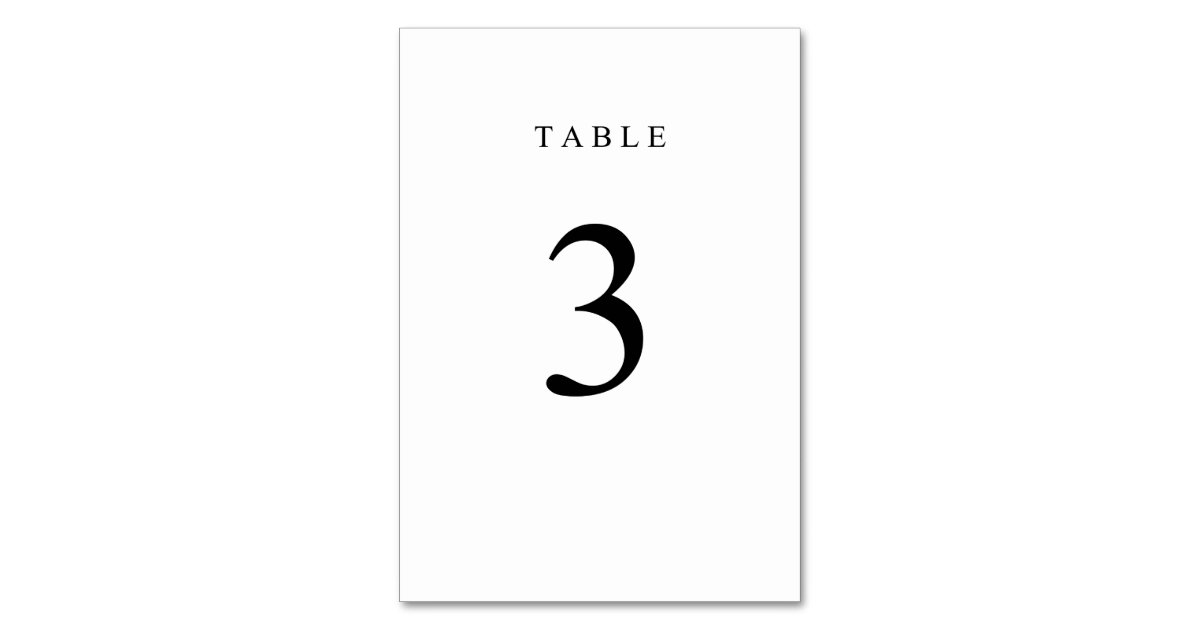 Simple Table Number - 3 | Zazzle