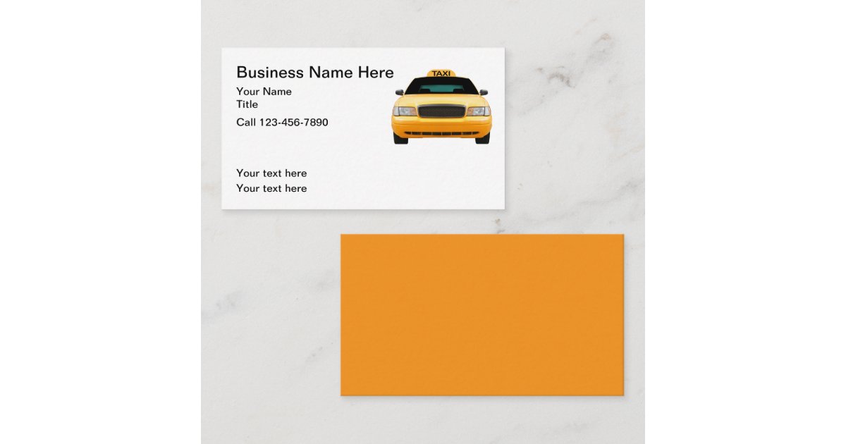 Simple Taxi Driver Business Cards | Zazzle