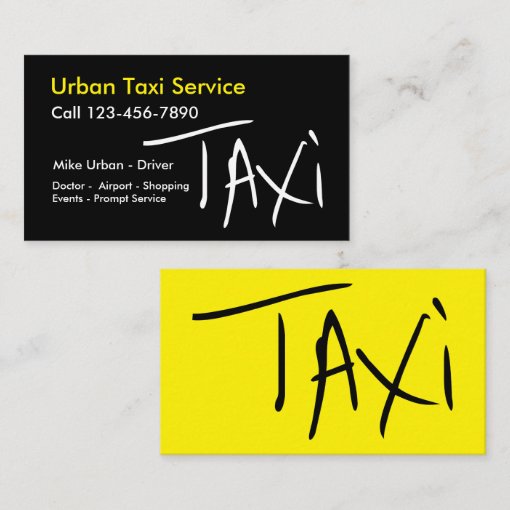Simple Taxi Trendy Two Side Design Business Card | Zazzle