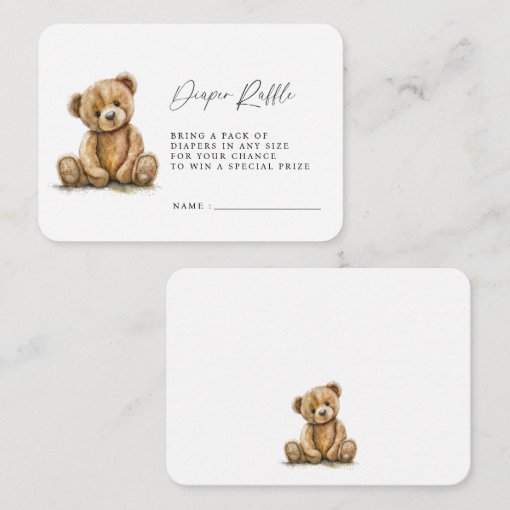 Simple Teddy Bear Diaper Raffle Enclosure Card | Zazzle