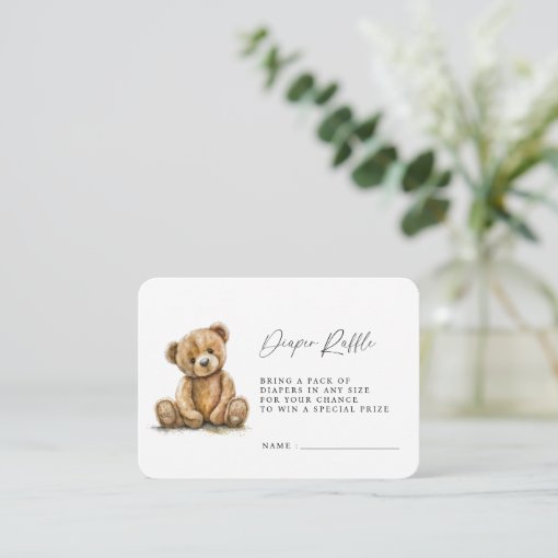 Simple Teddy Bear Diaper Raffle Enclosure Card | Zazzle