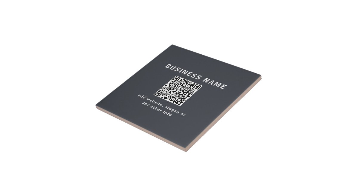 Simple Template for your QR code | Dark Grey Ceramic Tile | Zazzle