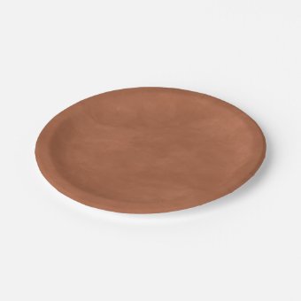 Simple Terra Cotta Color Editable Watercolor Paper Plates | Zazzle