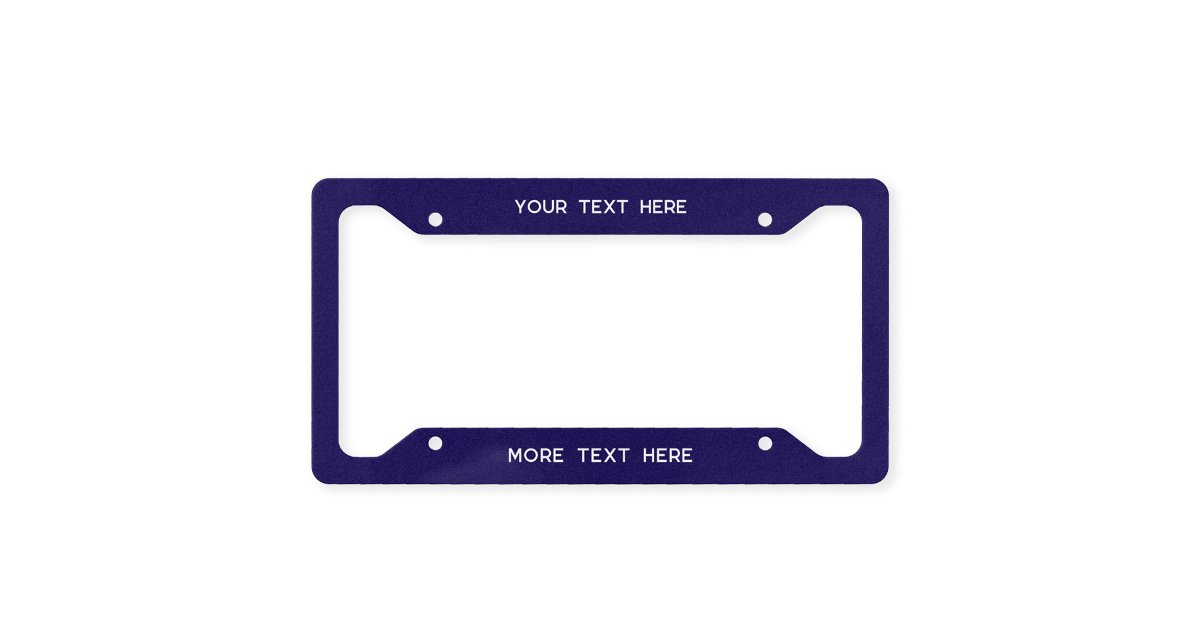 Simple Text Business Promotional Navy Blue License Plate Frame | Zazzle