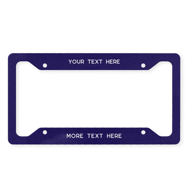 Simple Text Business Promotional Navy Blue License Plate Frame | Zazzle