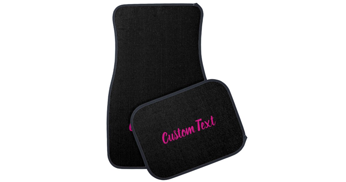 Simple Text on Black with Hot Pink Script Car Floor Mat | Zazzle