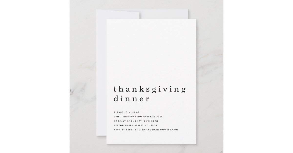 Simple Text Thanksgiving Dinner Invitation | Zazzle