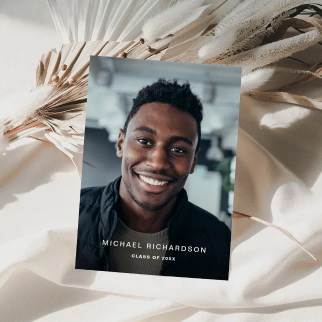 Simple Text | Vertical Two Photo Graduation Party Invitation | Zazzle