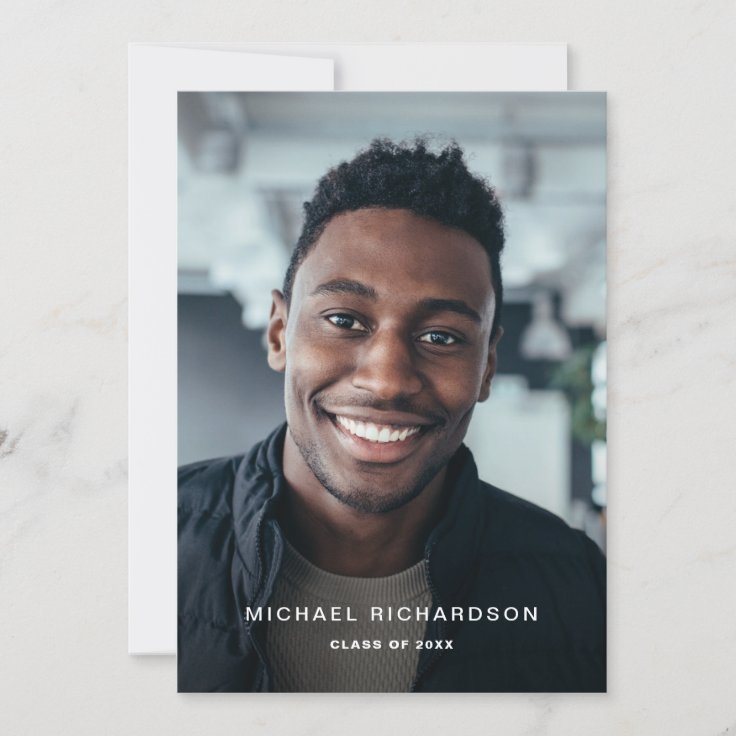 Simple Text | Vertical Two Photo Graduation Party Invitation | Zazzle