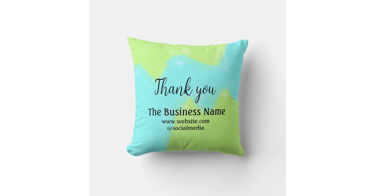 Simple thank you add business name details text t throw pillow | Zazzle