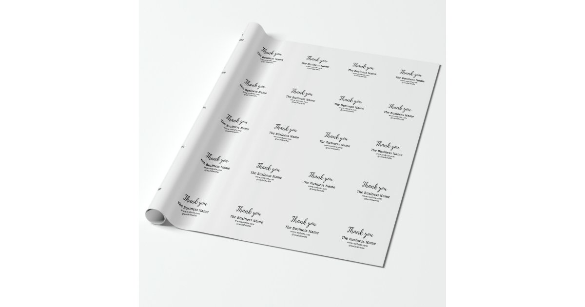 Simple Thank You Add Business Name Details Text T Wrapping Paper Zazzle