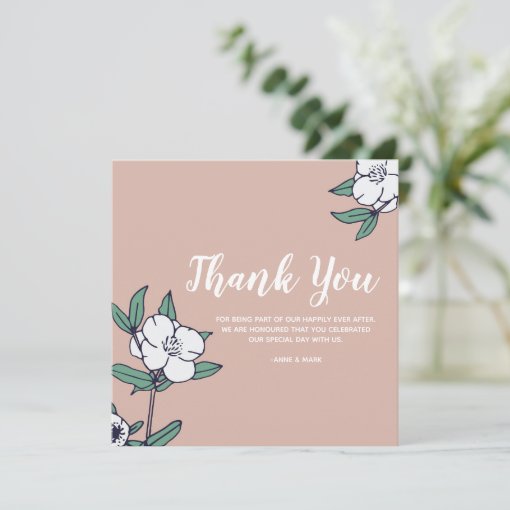 Simple Thank You Card With Illustrated Flowers | Zazzle