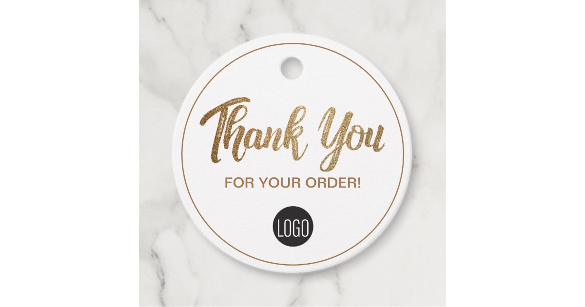 Simple Thank you for your Order gold script logo Favor Tags | Zazzle