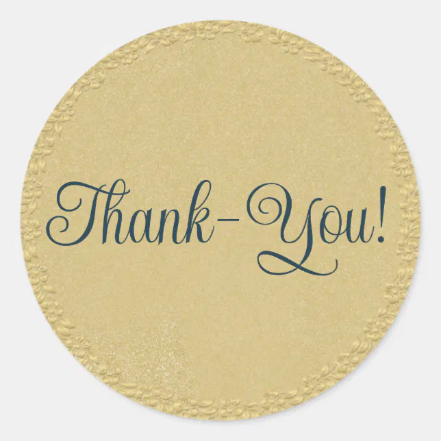 Simple Thank-You! Gold Classic Round Sticker | Zazzle