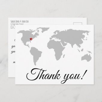 Simple Thank You Postcard Map | Zazzle