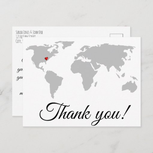 Simple Thank You Postcard Map | Zazzle