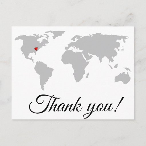 Simple Thank You Postcard Map | Zazzle