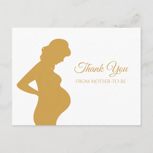 Simple Thank You Pregnant Woman Elegant Baby Bump Postcard | Zazzle