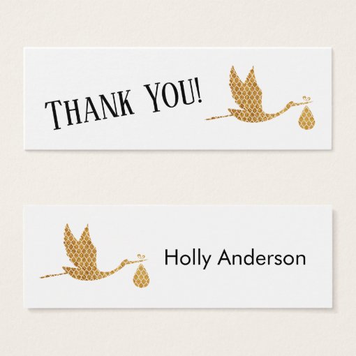 Simple Thank You Preppy Gold Stork Insert Cards | Zazzle