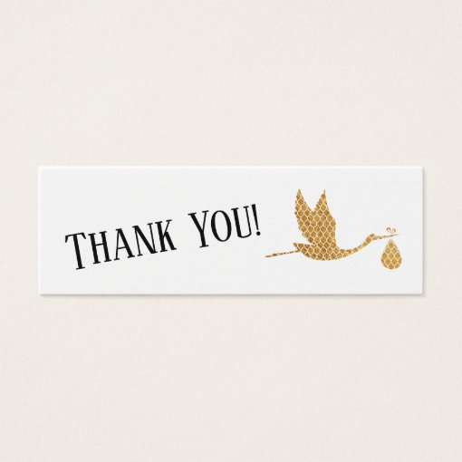 Simple Thank You Preppy Gold Stork Insert Cards | Zazzle