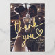 Simple Thank You Script Heart Wedding Photo Foil Holiday Card | Zazzle
