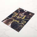 Simple Thank You Script Heart Wedding Photo Foil Holiday Card | Zazzle