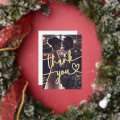 Simple Thank You Script Heart Wedding Photo Foil Holiday Card | Zazzle