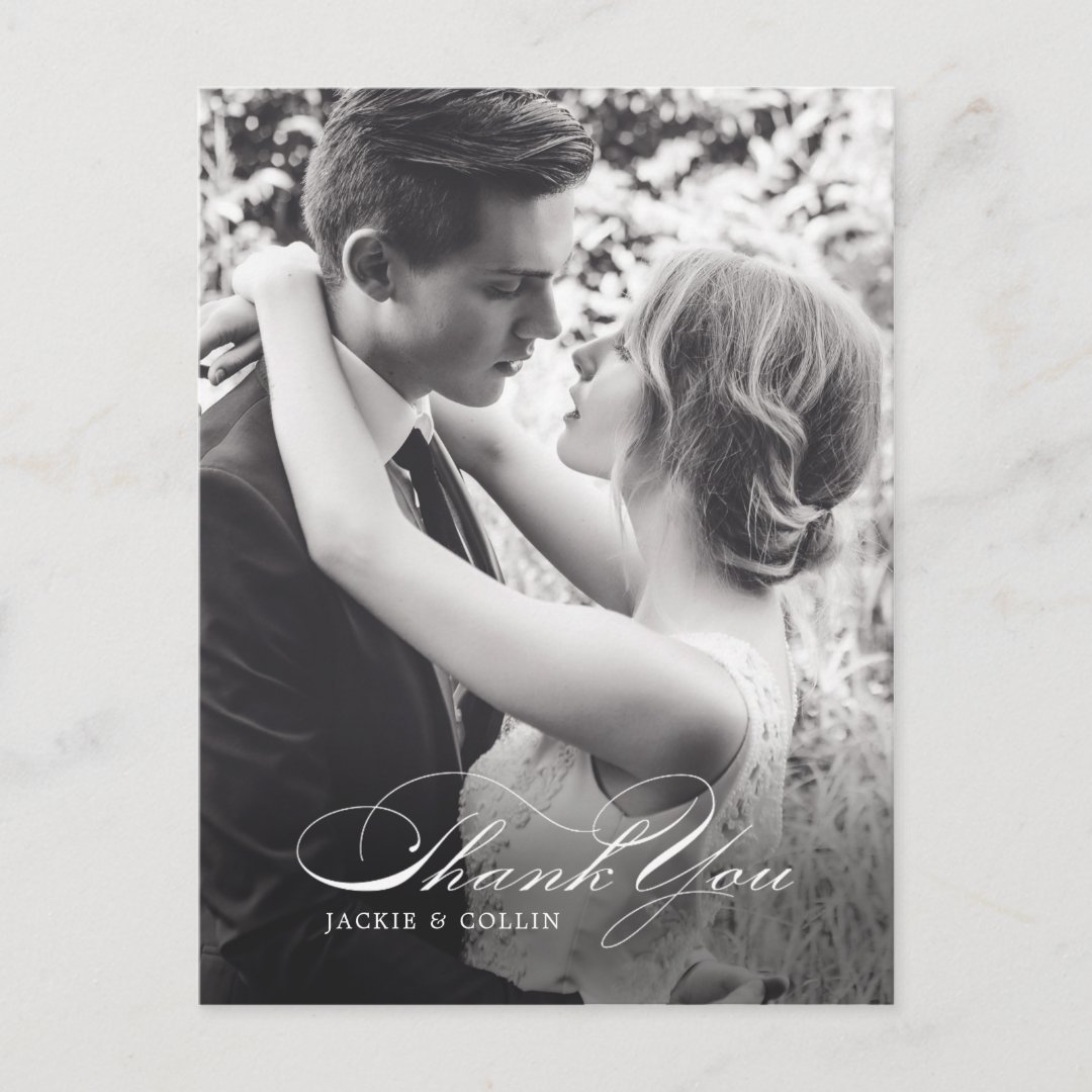 Simple Thank You Wedding Postcard | Zazzle
