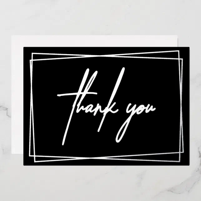 Simple Thank You with Frame Foil Invitation | Zazzle