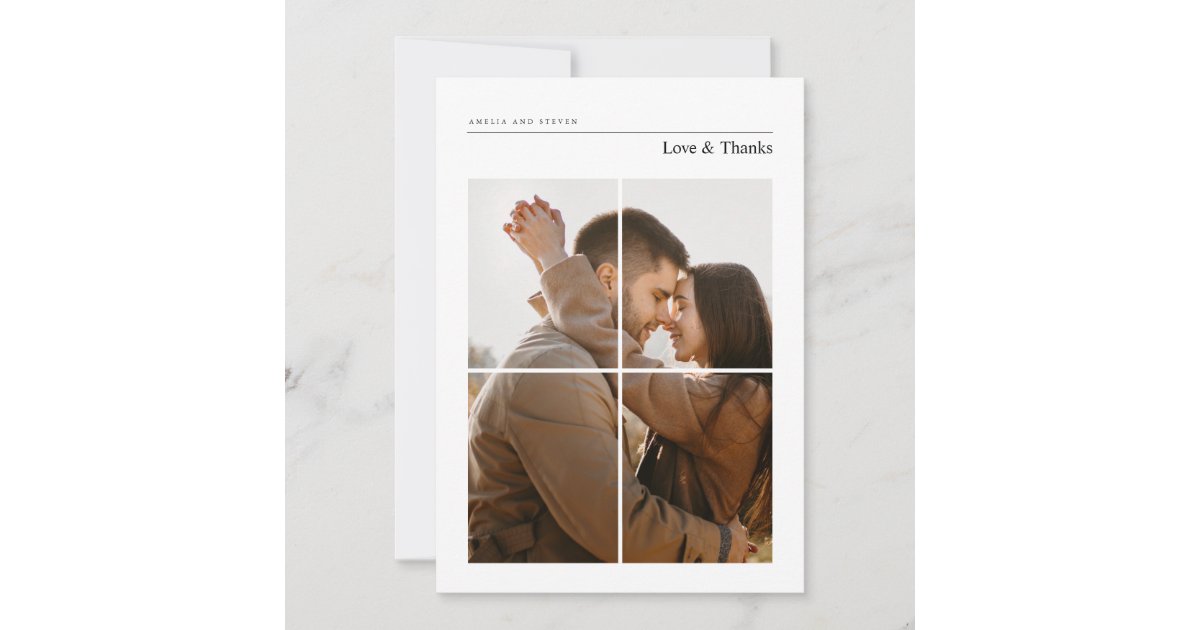 Simple Thanks Modern Wedding Photo Thank You Card | Zazzle