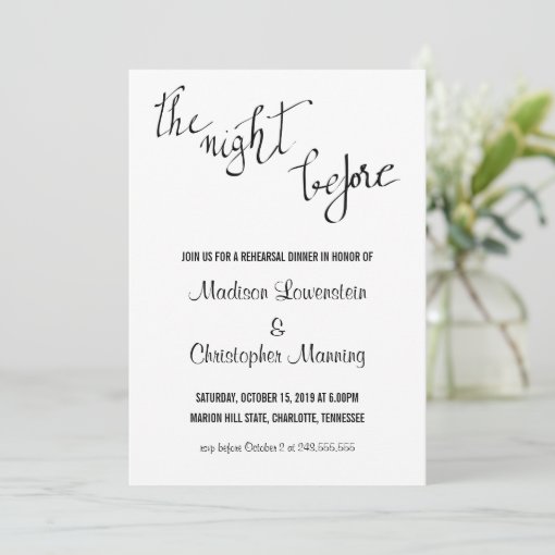 Simple The Night Before Script Rehearsal Dinner Invitation | Zazzle