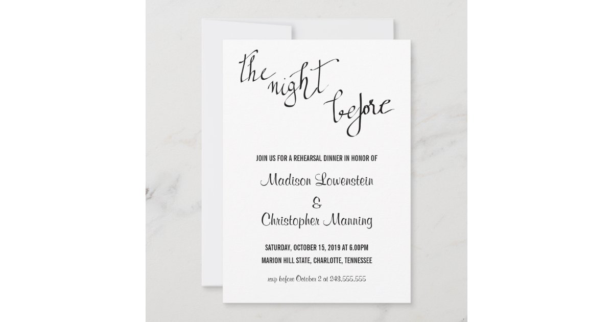 Simple The Night Before Script Rehearsal Dinner Invitation | Zazzle