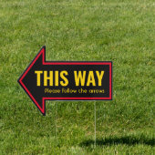 Simple THIS WAY Follow Arrows Custom Black Yellow Sign | Zazzle