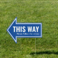 Simple THIS WAY Follow Arrows Custom Blue White Sign | Zazzle