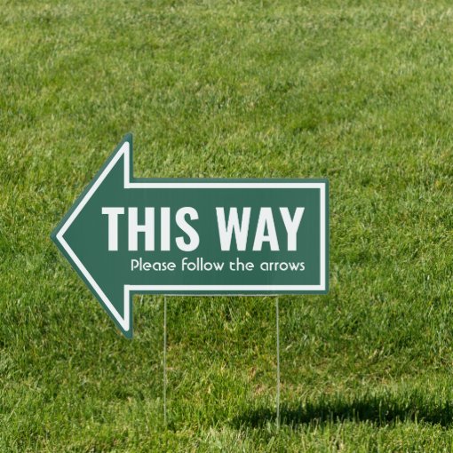 Simple THIS WAY Follow Arrows Custom Green Sign | Zazzle